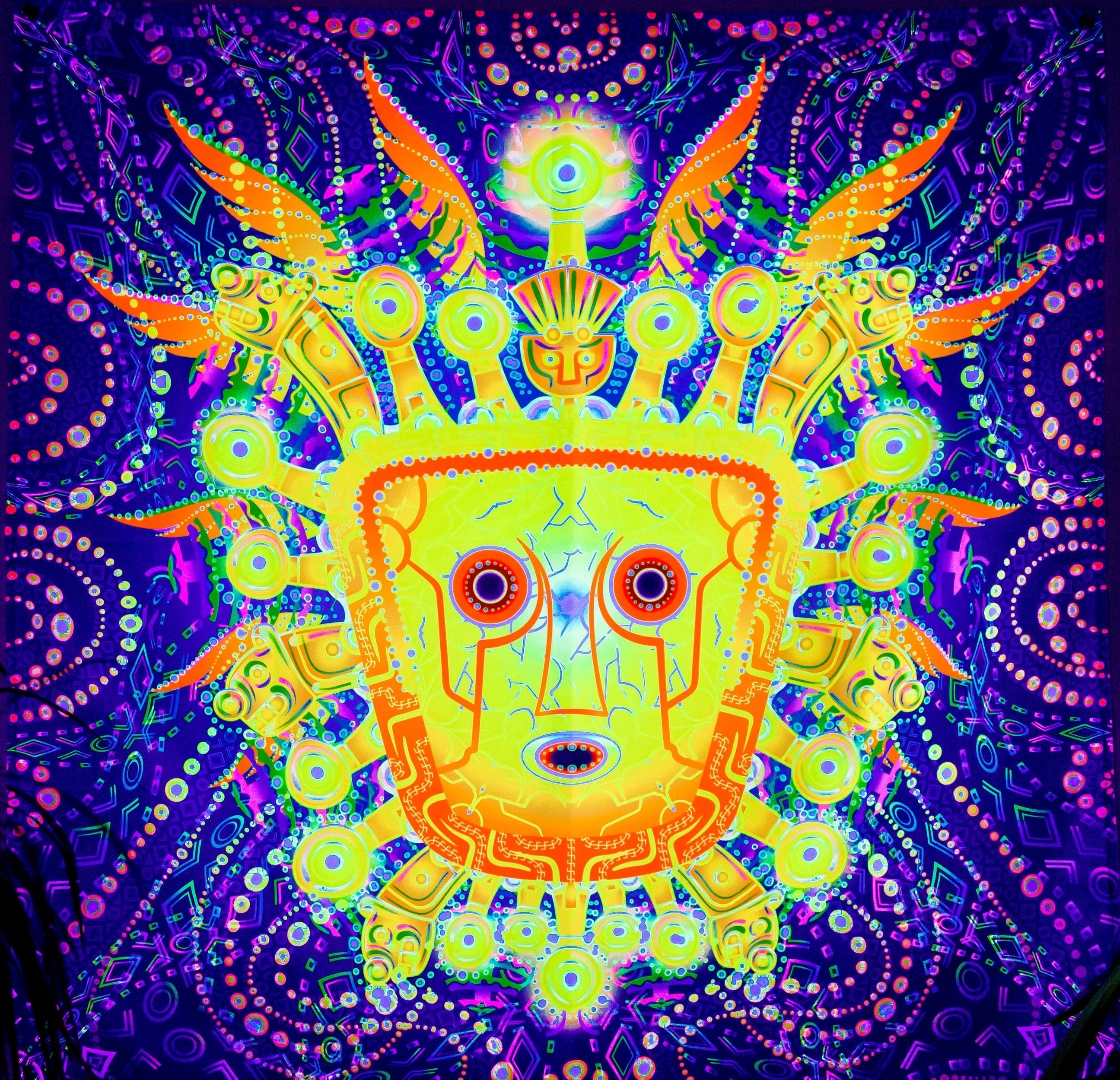 Trippy wall art 'Inner Dimensions' Psychedelic tapestry UV active wall ...