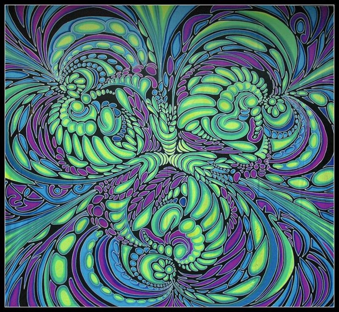 UV Blacklight Backdrop, Psychedelic Wall Hanging, Fluorescent Tapestry ...