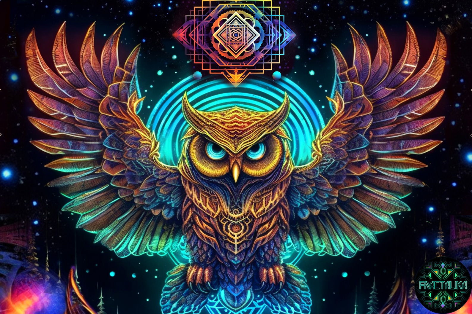 Psychedelic UV Tapestry Visionary Blacklight Backdrop, Totem Fox Wall ...