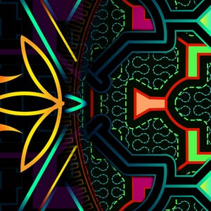 Psytrance Party Deco, Psychedelic Neon UV Active Ceiling Canopy, Open ...