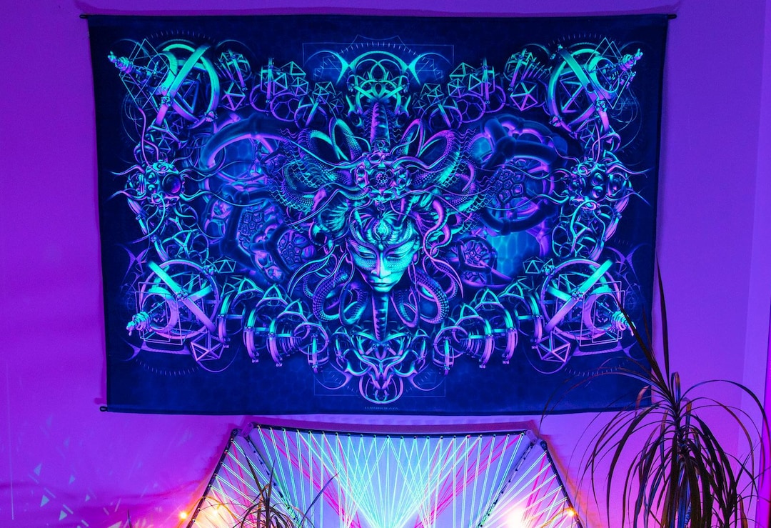 Psytrance Party Backdrop, UV Active Tapestry, Surreal Painting ...