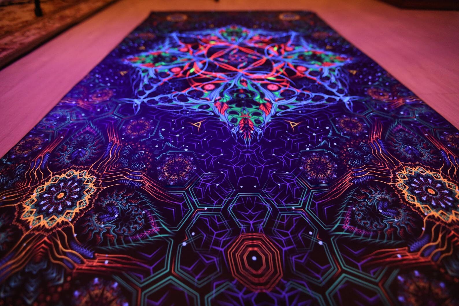 Mandala Tapestry, UV Wall Deco, Psychedelic Backdrop, Fractal Tapestry ...