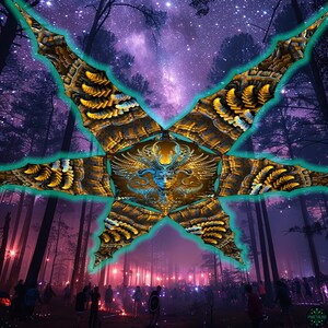 Ceiling Rave Party UV Decor, Dj Booth and Stage Canopy, Fluorescent Goa ...