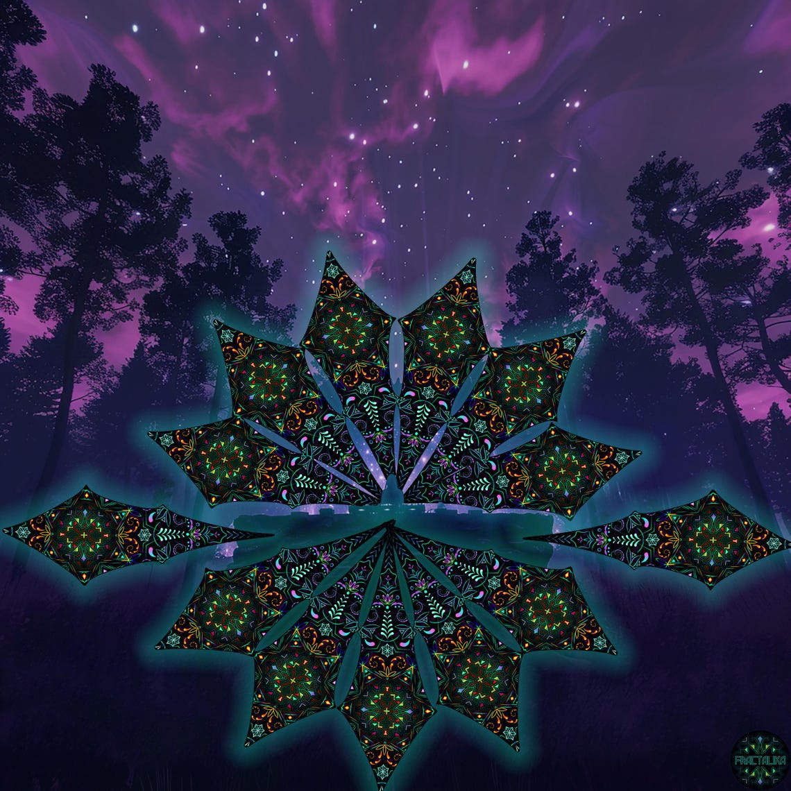 Psytrance Party Deco, Psychedelic Neon UV Active Ceiling Canopy, Open ...
