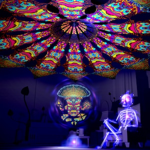 Blacklight Active Canopy, Psychedelic Psytrance Deco, Lycra Blacklight ...
