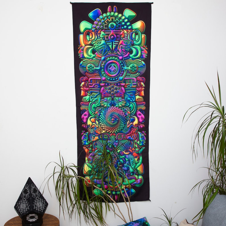 Shamanic Gobelin, Sacred Wall Deco, Fluorescent Tapestry, Surreal Wall ...