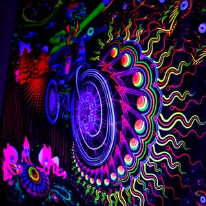 Psychedelic Tapestry, UV Backdrop, Psytrance Festival Deco, Goatrance ...