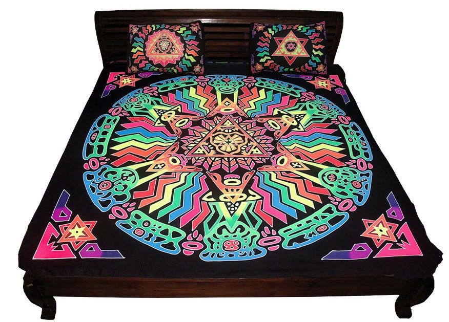 Psychedelic Bedset Trippy Bedding UV Bedset Fluorescent - Etsy
