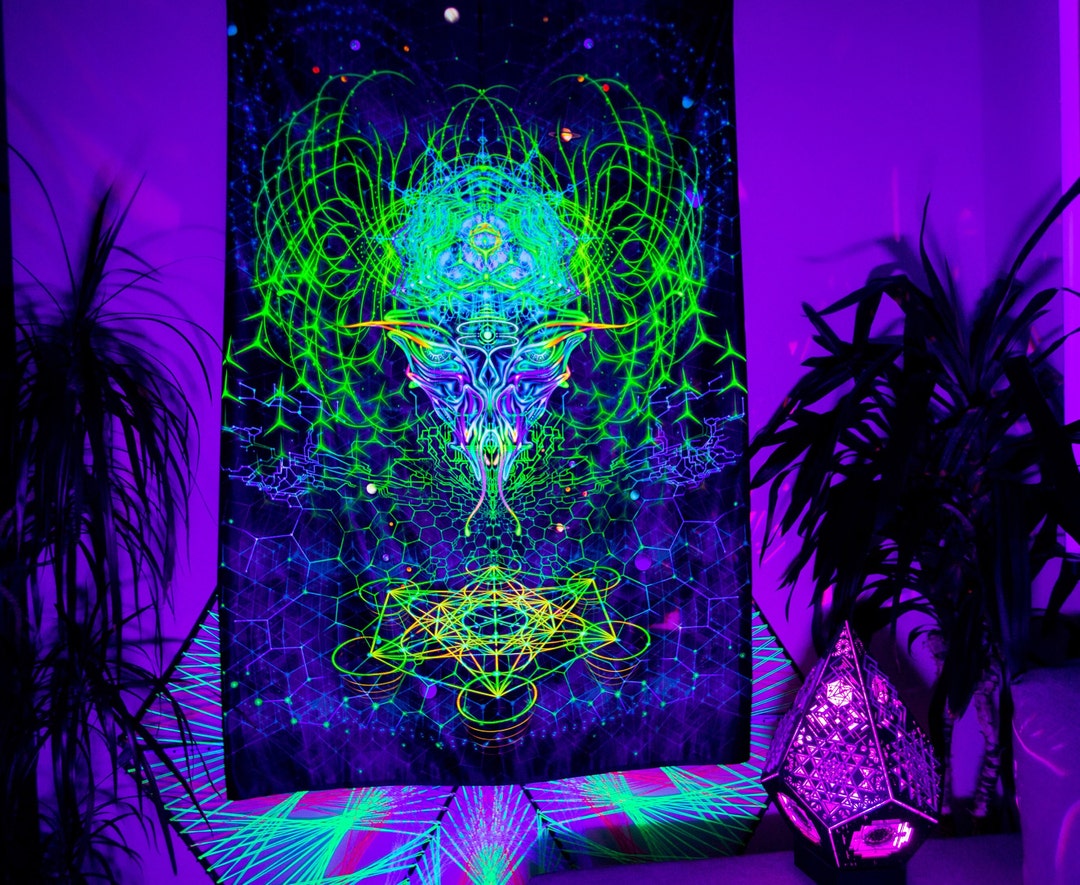 Spiritual Fantasy Tapestry, UV Wall Deco, Psychedelic Backdrop ...