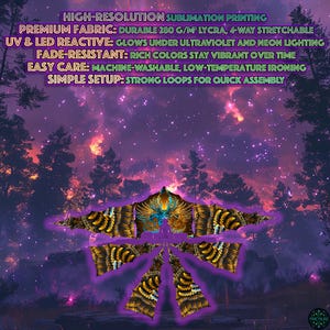 Ceiling Rave Party UV Decor, Dj Booth and Stage Canopy, Fluorescent Goa ...