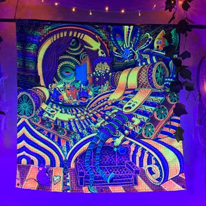Psychedelic UV Blacklight Tapestry Salvia Droid Wall Hanging Spiritual ...