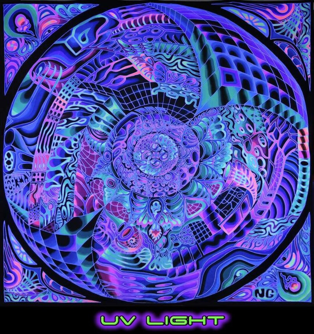 UV Blacklight Backdrop, Psychedelic Wall Hanging, Fluorescent Tapestry ...