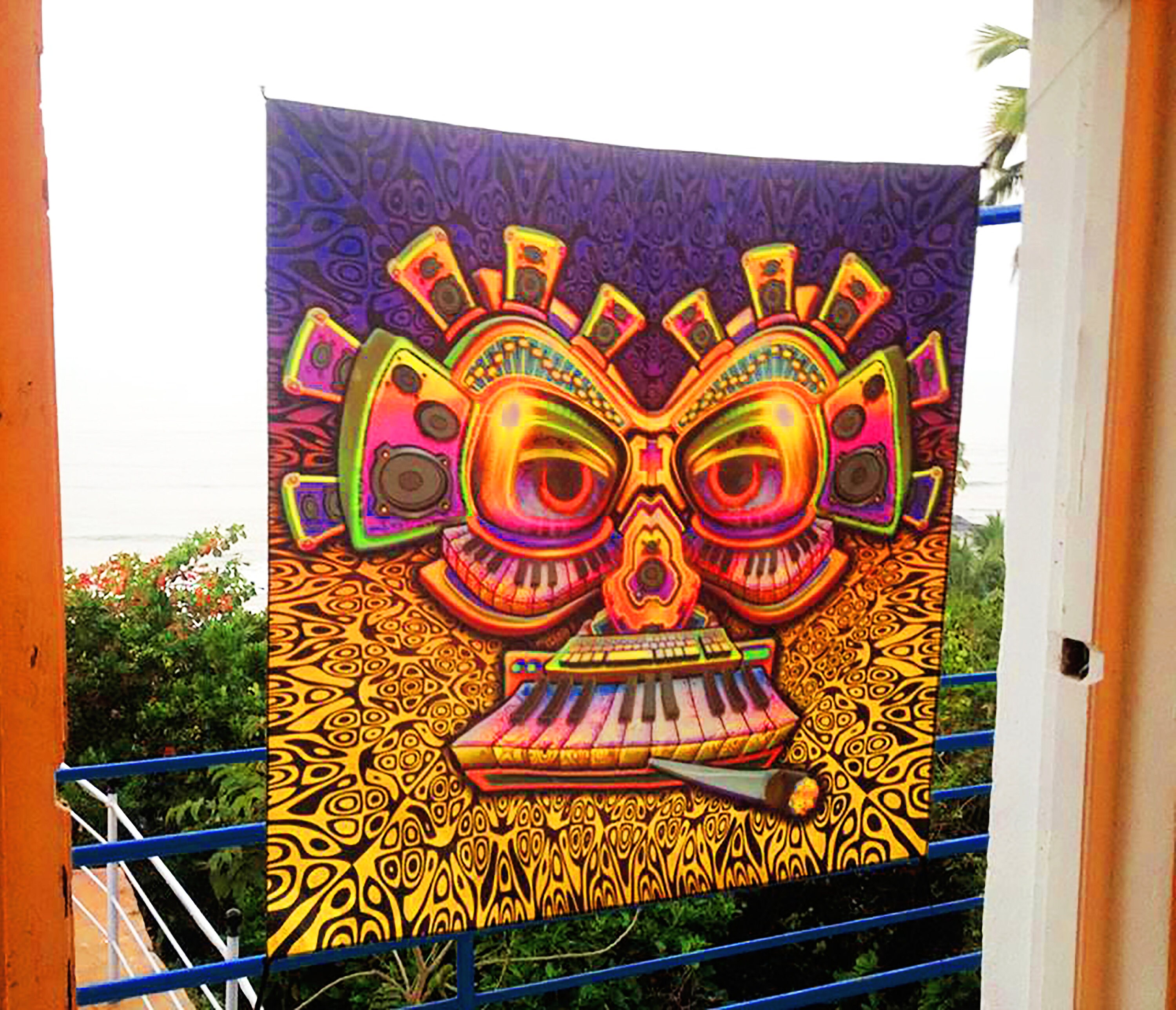 Fluorescent Decorations Psychedelic Art UV Print Fabric Banner Festival ...