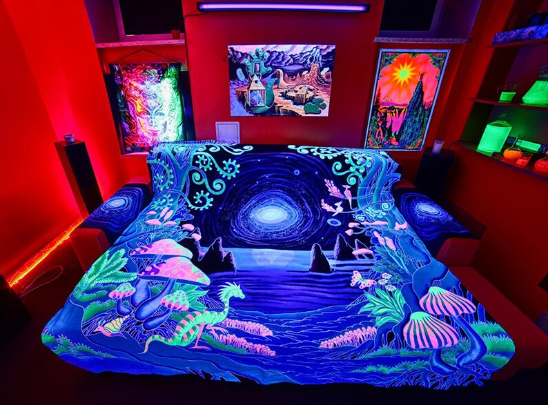 Psychedelic Bedset Trippy Bedding UV Bedset Fluorescent - Etsy