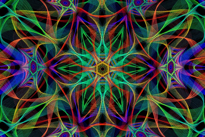 Trippy UV Reactive Backdrop, Psychedelic Decoration, String Art Wall ...