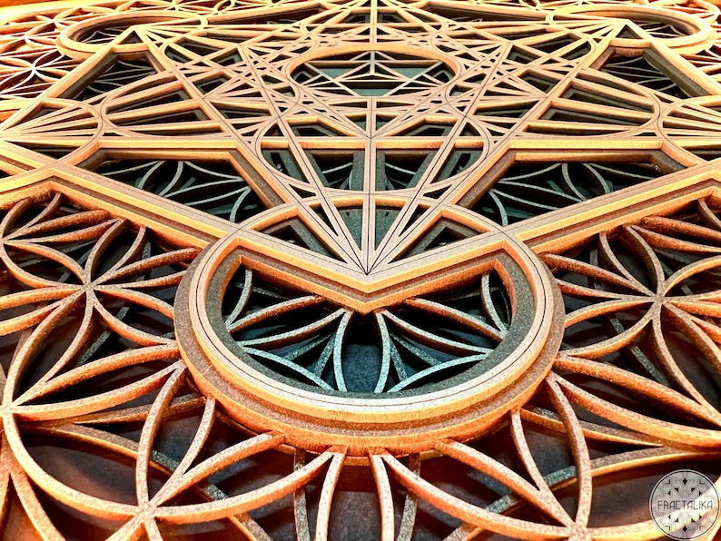 Wooden Sacred Geometry Light, Wall Decoration, Yoga Studio LED Wall Art ...