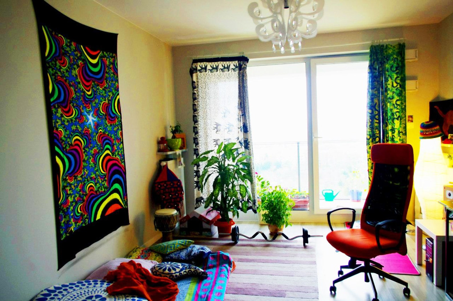 Psytrance Backdrop Spiritual Tapestry Blacklight Fractal Trippy Decor ...