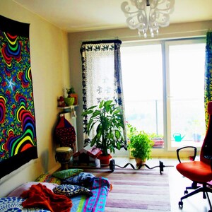 Psytrance Backdrop Spiritual Tapestry Blacklight Fractal Trippy Decor ...
