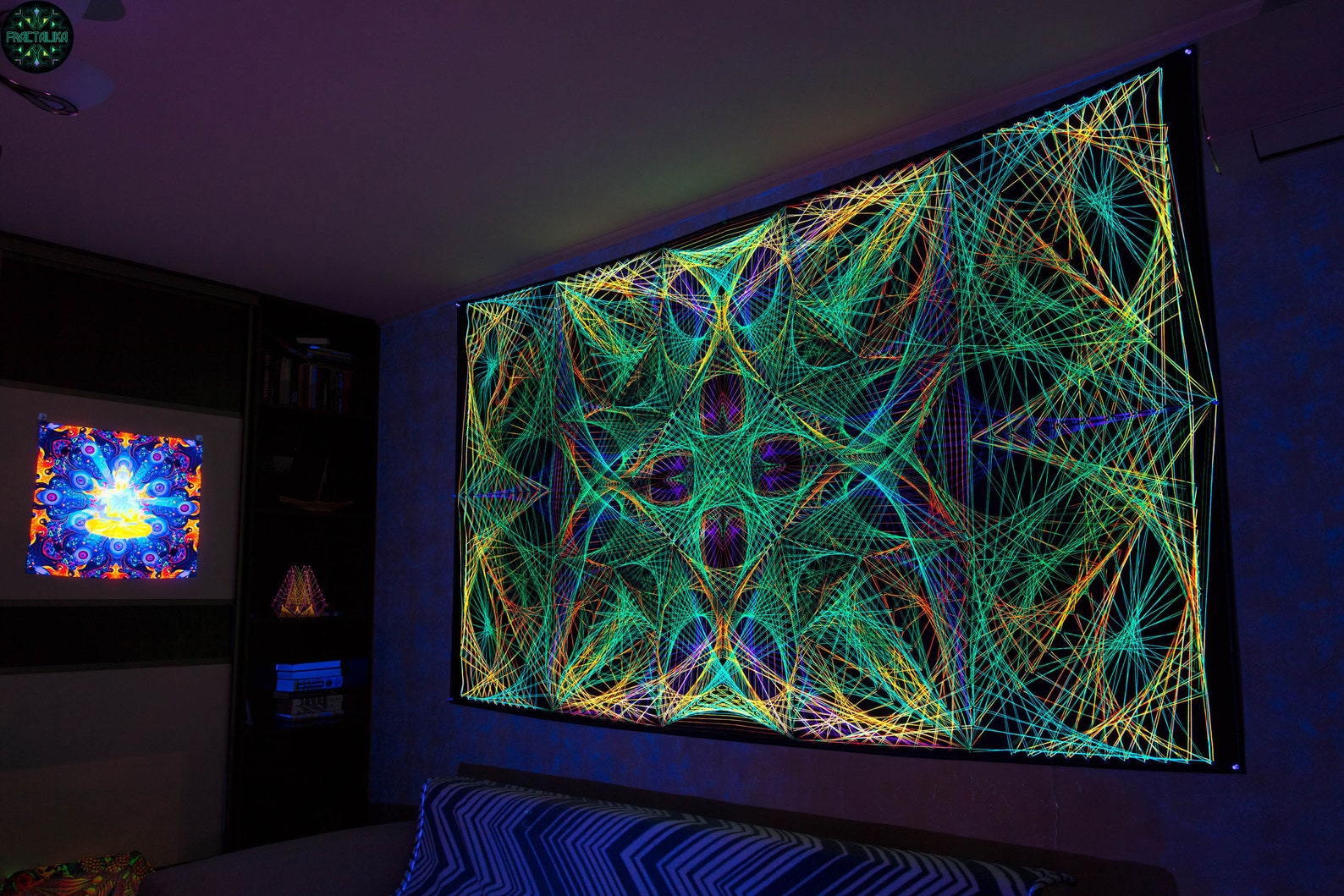 Psychedelic UV Fluorescent Blacklight Tapestry, Fractal Art Print ...