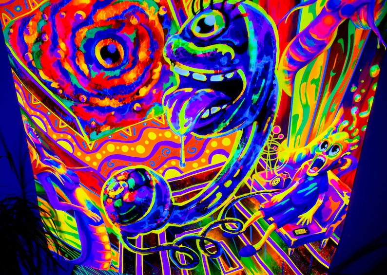 Trippy Painting UV Wall Art Blacklight Art Neon Tapestry - Etsy