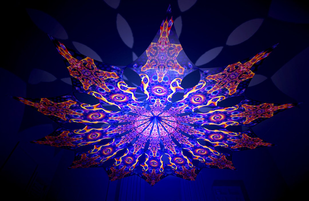 Trippy Psytrance DJ Deco Psychedelic, Canopy UV, Lycra Blacklight ...