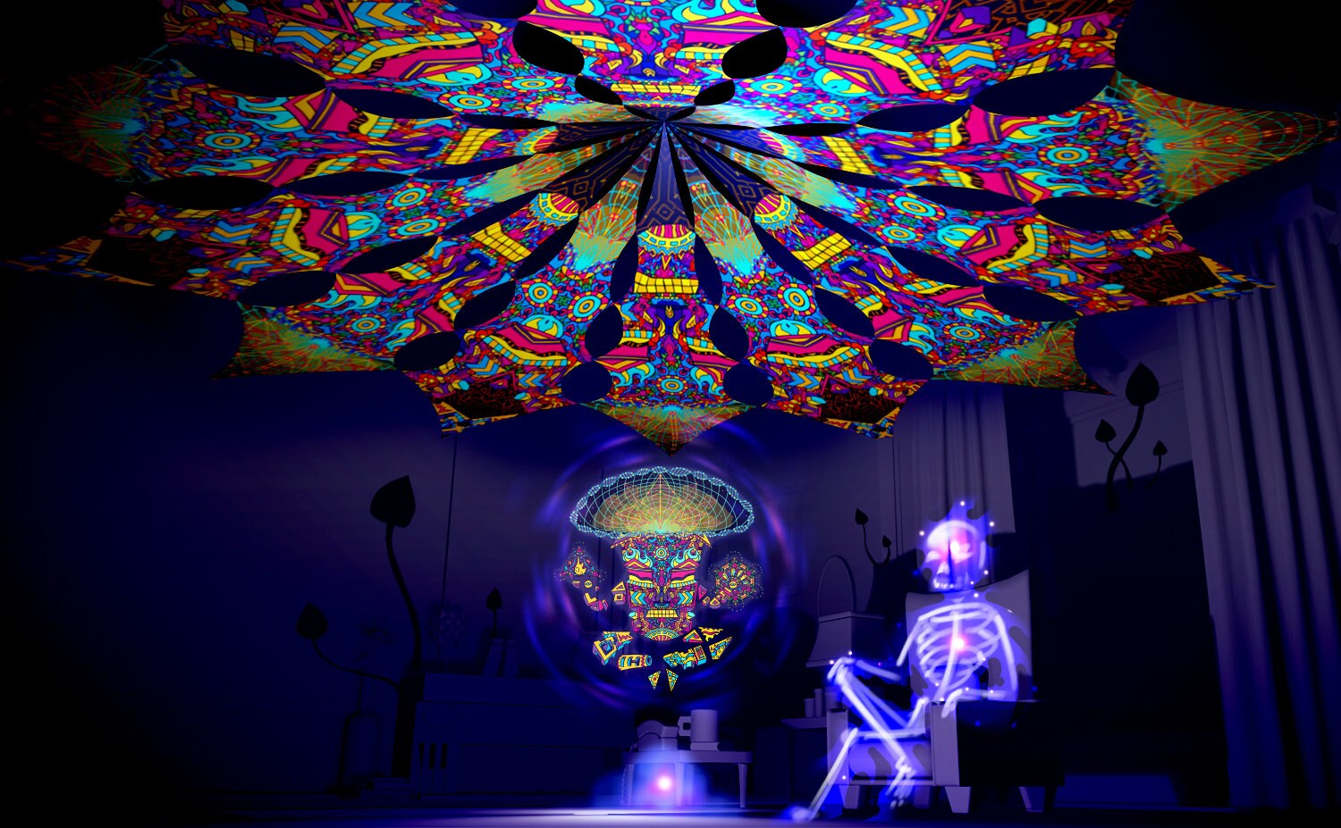 Blacklight Active Canopy Psychedelic Psytrance Deco Lycra | Etsy