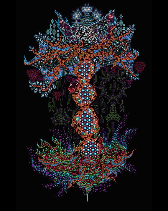 Trippy UV Active Wall Art Tapestry, Psychedelic Backdrop Neon ...