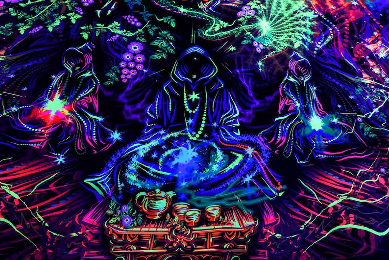 Psychedelic Wall Tapestry Blacklight Art Nature UV - Etsy