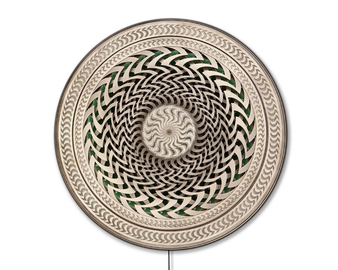 Kinetic Wooden Artwork, Wall Motion Art, Mandala Wall Decor, Wood Lamp ...