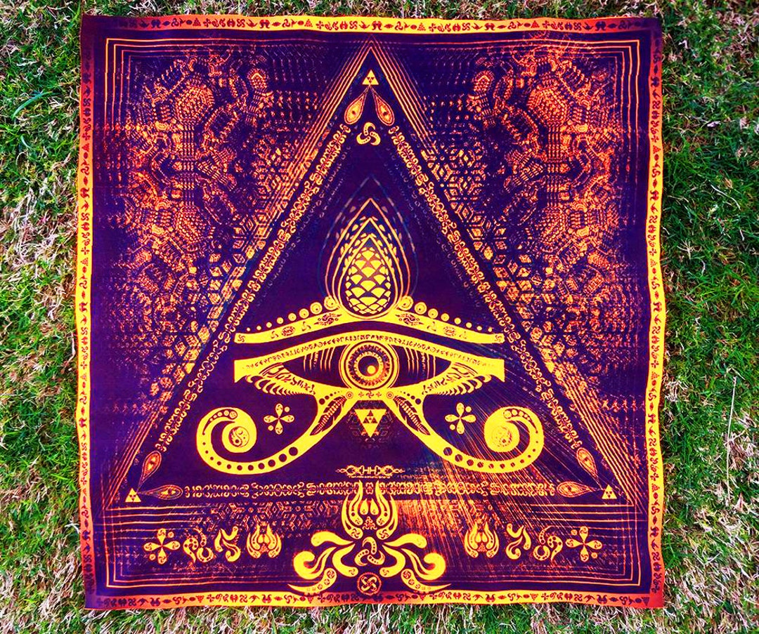 Psy Backdrop UV Active Meditation Acid Spiritual Blacklight Tapestry ...