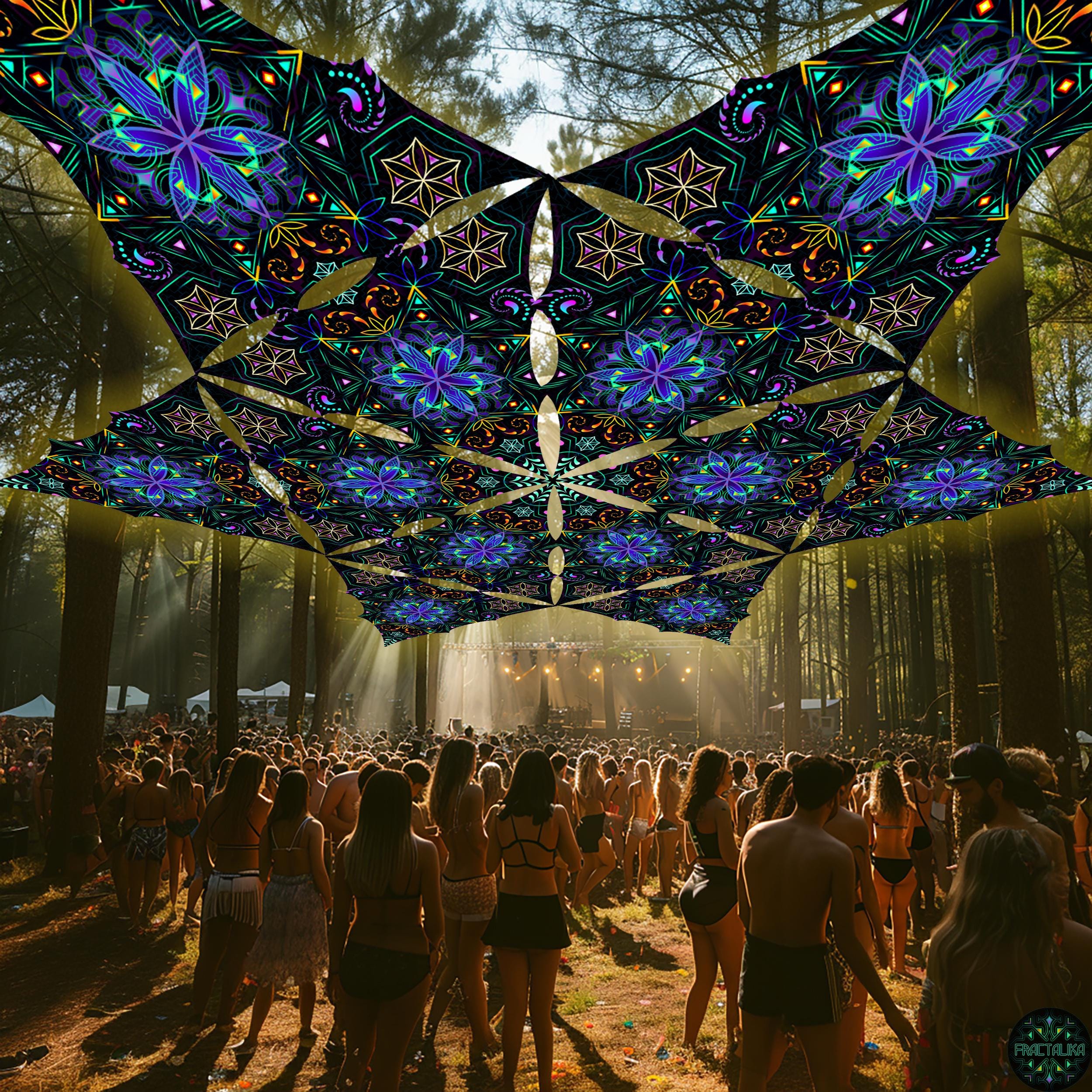Open Air Rave Ceiling Canopy, DJ Booth Blacklight Decor, Stage Lycra ...