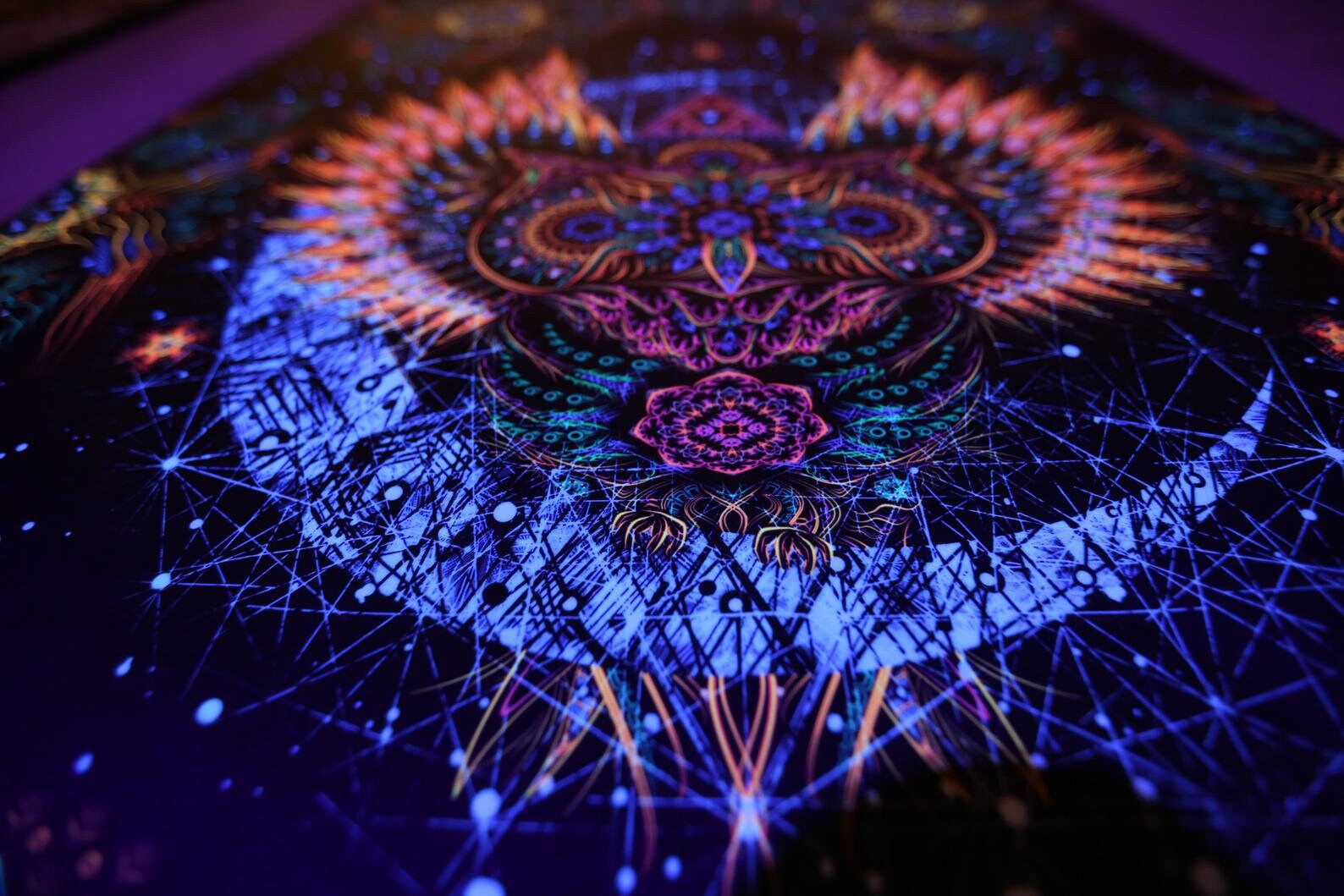Psy Backdrop Meditation Tapestry UV Trippy Fluorescent Print | Etsy