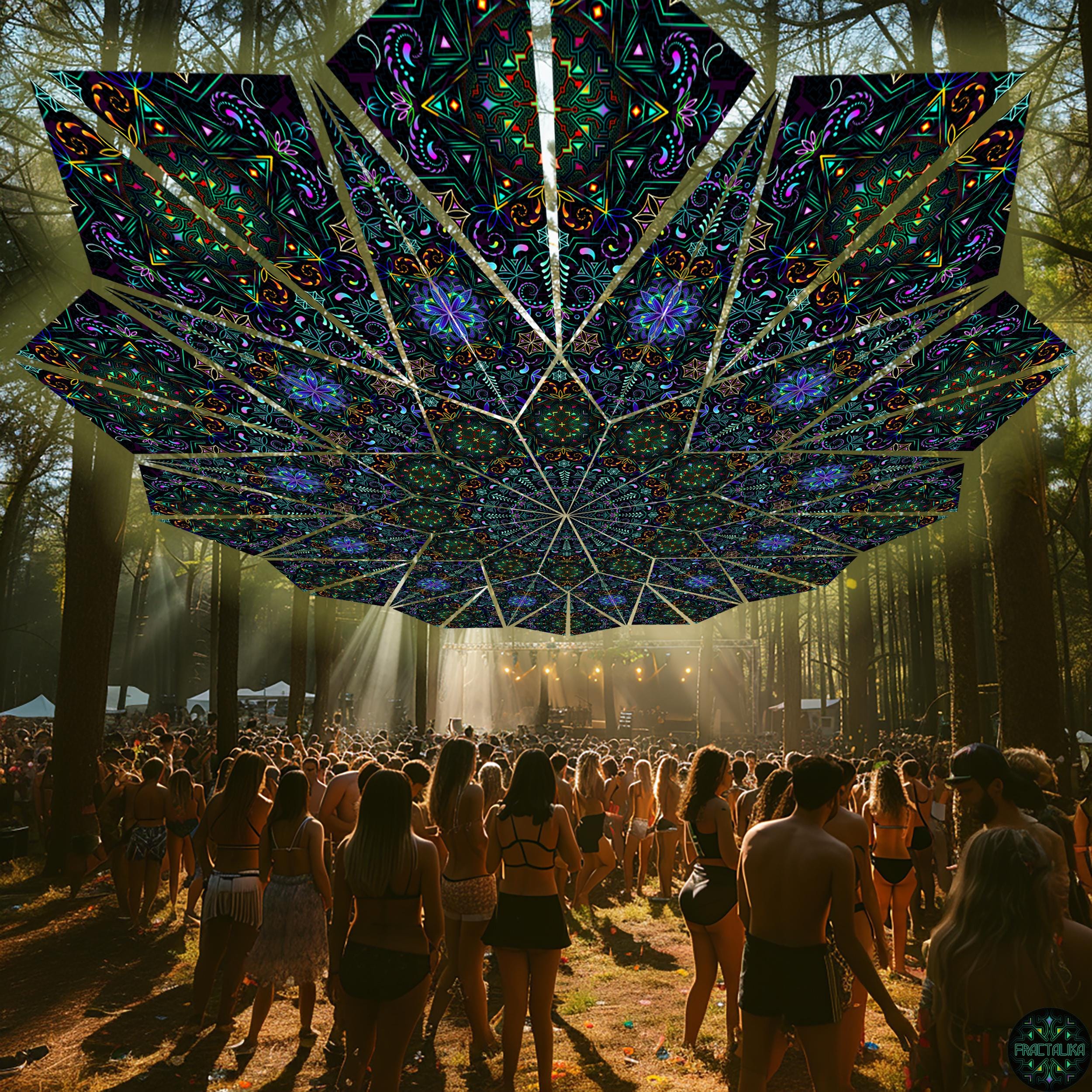 Fluorescent Psytrance Festival Outdoor Sun Shade, UV Active Festival ...