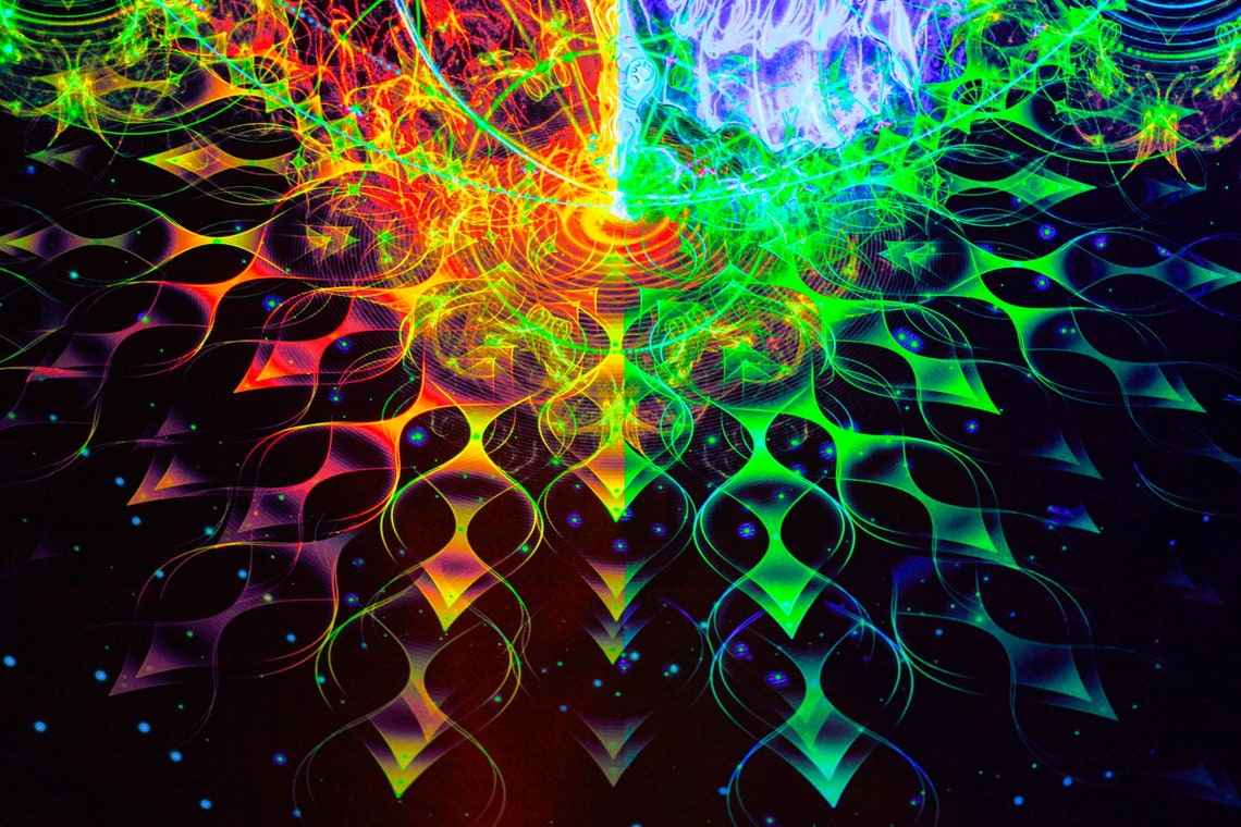 Trippy Tapestry, UV Backdrop, Yoga Tapestry, Meditation Tapestry ...