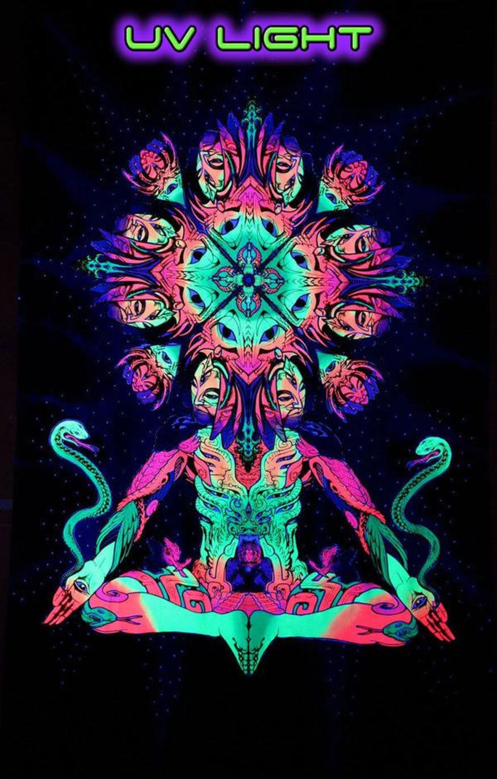 Wall Tapestry Trippy Psychedelic Art UV Decorations Boho Room - Etsy