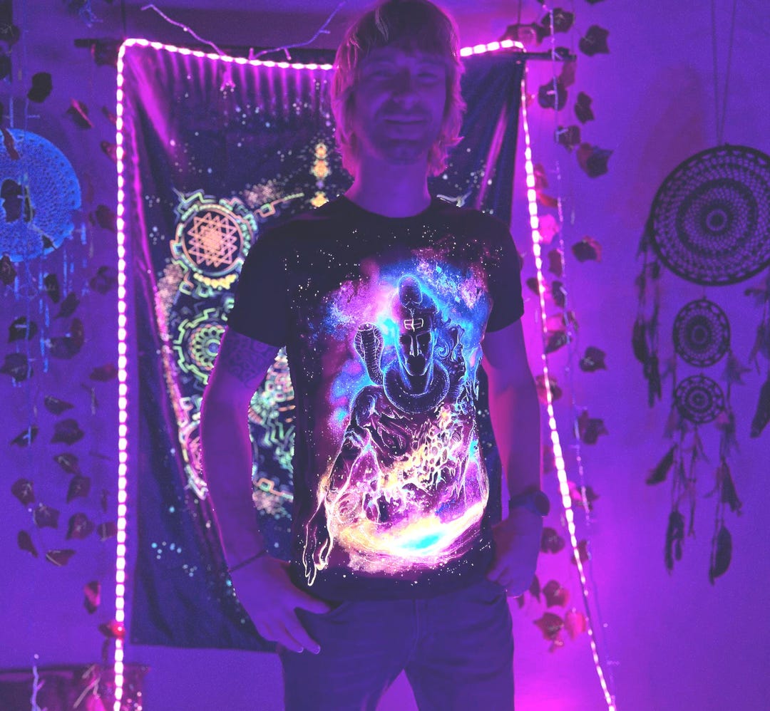 UV Active Psytrance Festival T-shirt, Glow in the Dark and Fluorescent ...