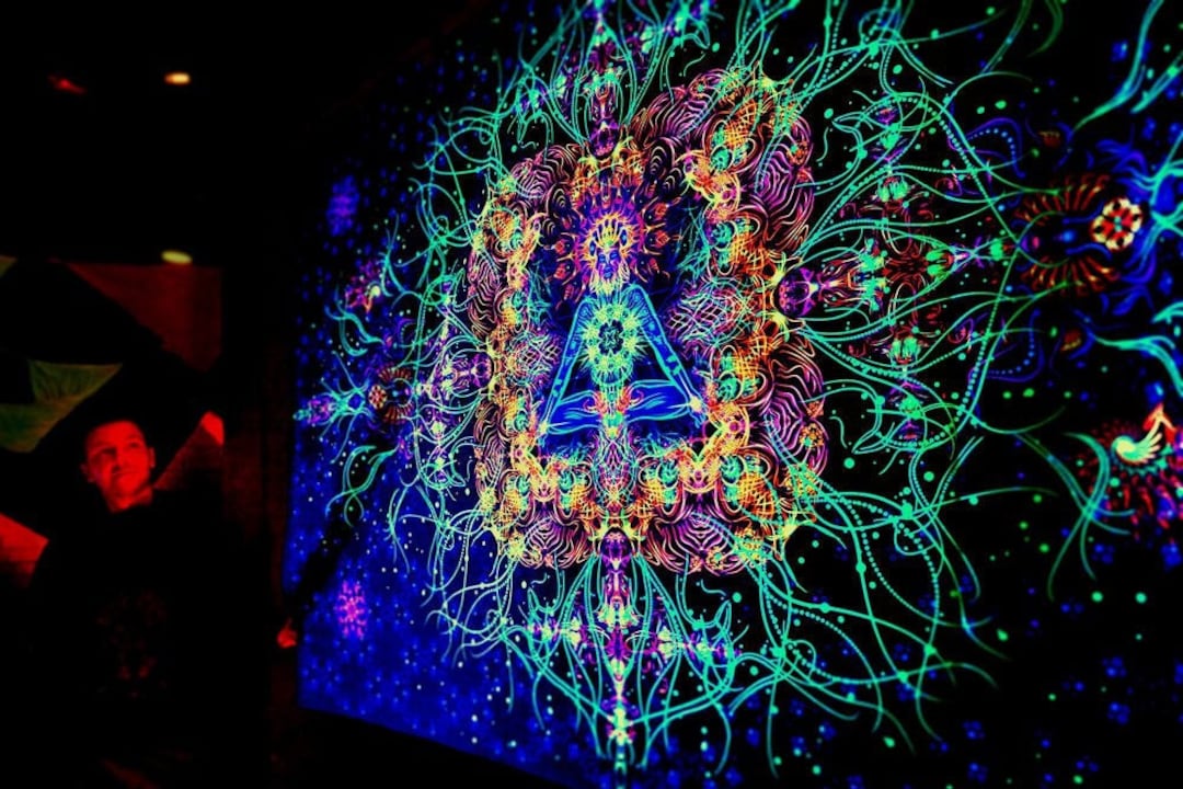 Psychedelic Party UV Backdrop, Yoga Spiritual Tapestry, Meditation ...