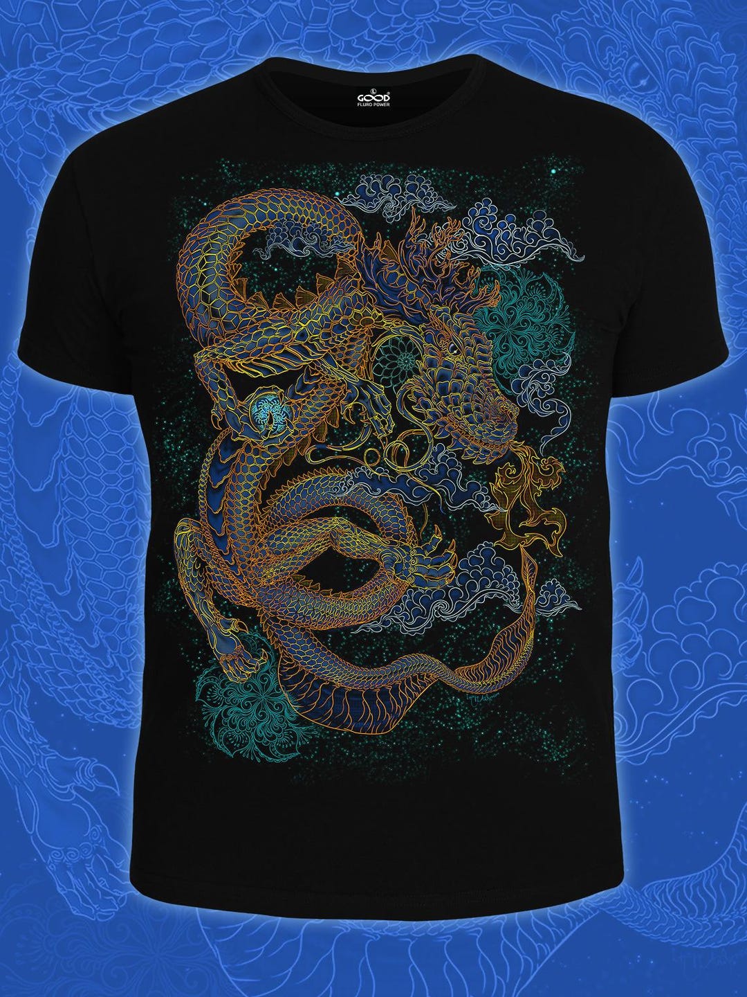 Dragon UV Active Shirt, Psychedelic Men’s Outfit, Blacklight Active ...
