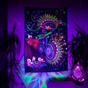 Psychedelic Tapestry, UV Backdrop, Psytrance Festival Deco, Goatrance ...
