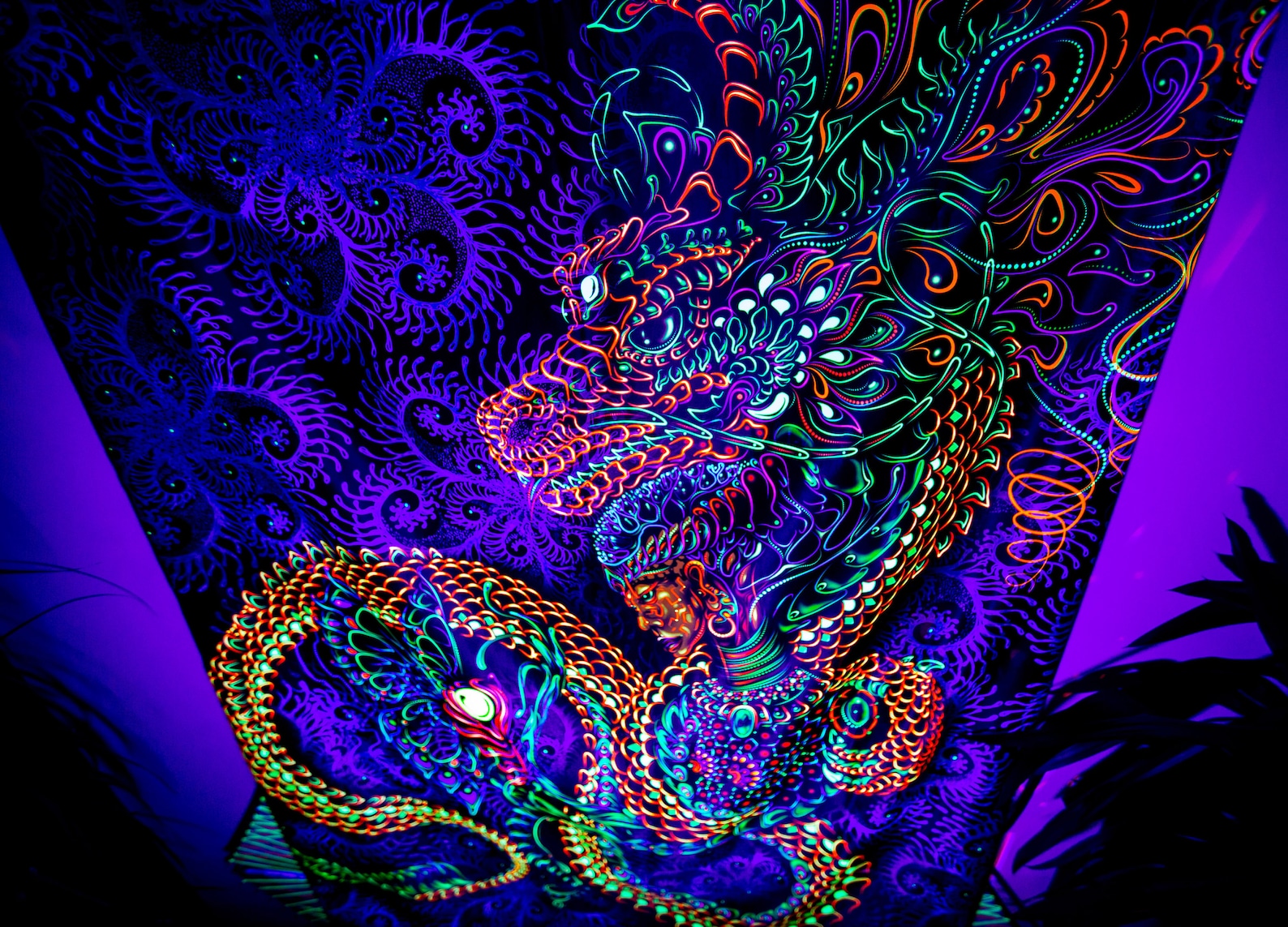 Psychedelic Tapestry, Psytrance Festival UV Backdrop, Goatrance Hippie ...