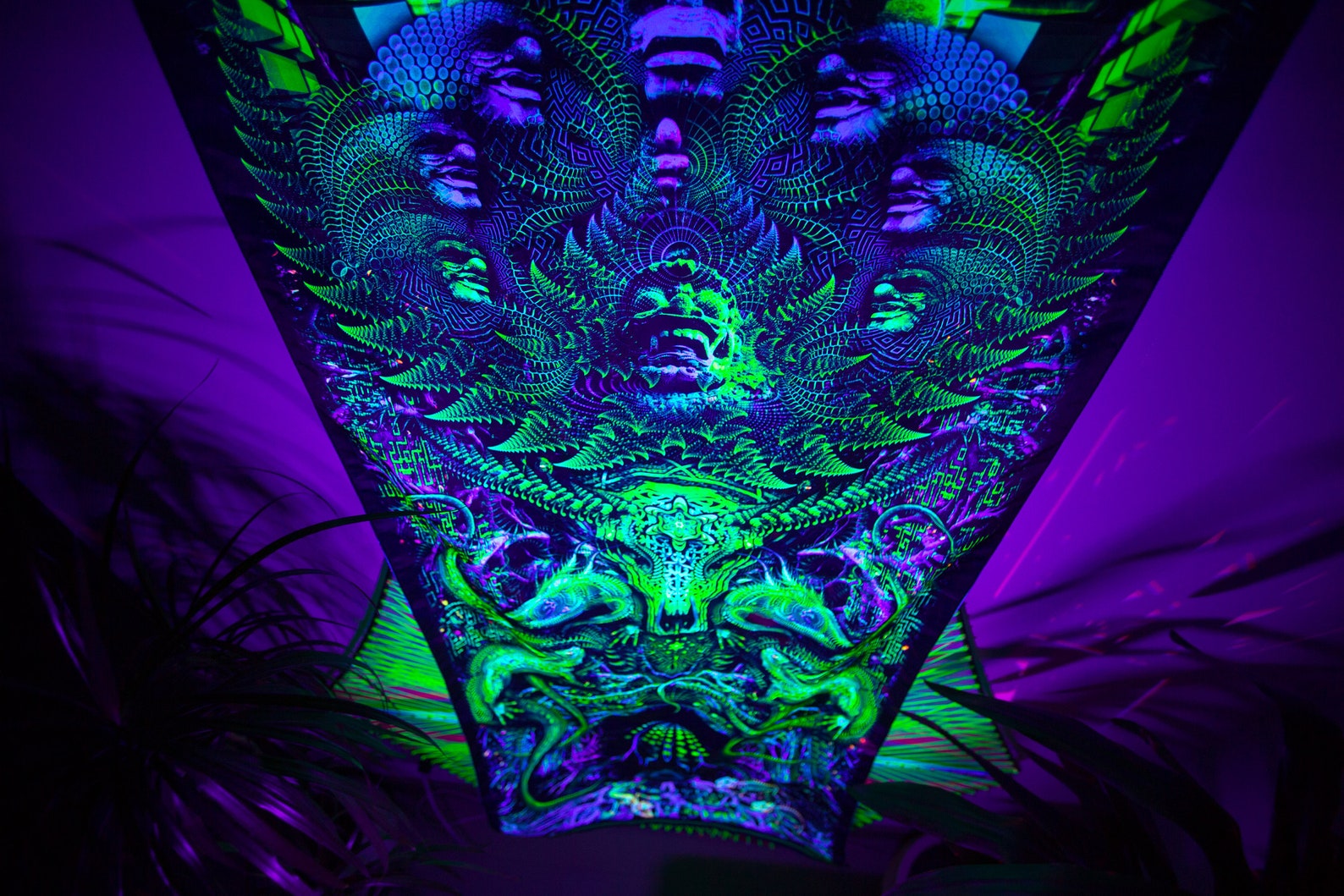 Trippy Painting, UV Wall Art, Blacklight Art, Neon Tapestry, Festival ...