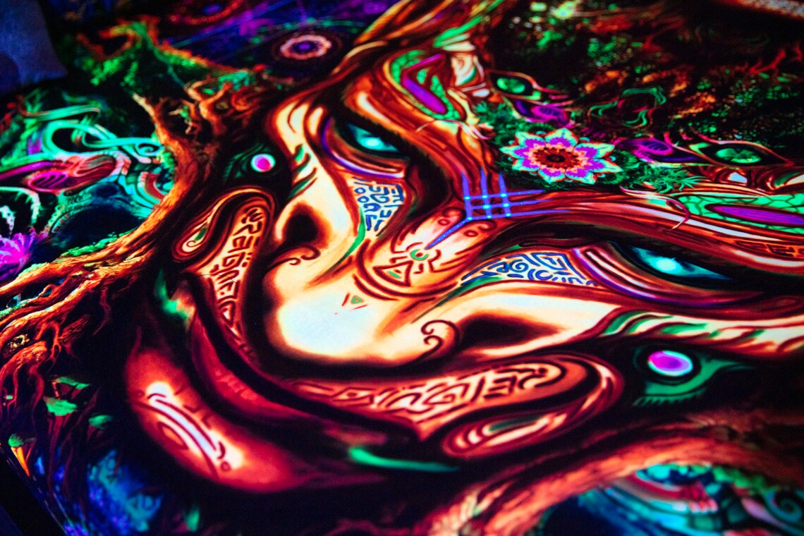 Blacklight Bedsheet, Bedspread Ethnic, Custom Blanket, Fleece Blanket ...