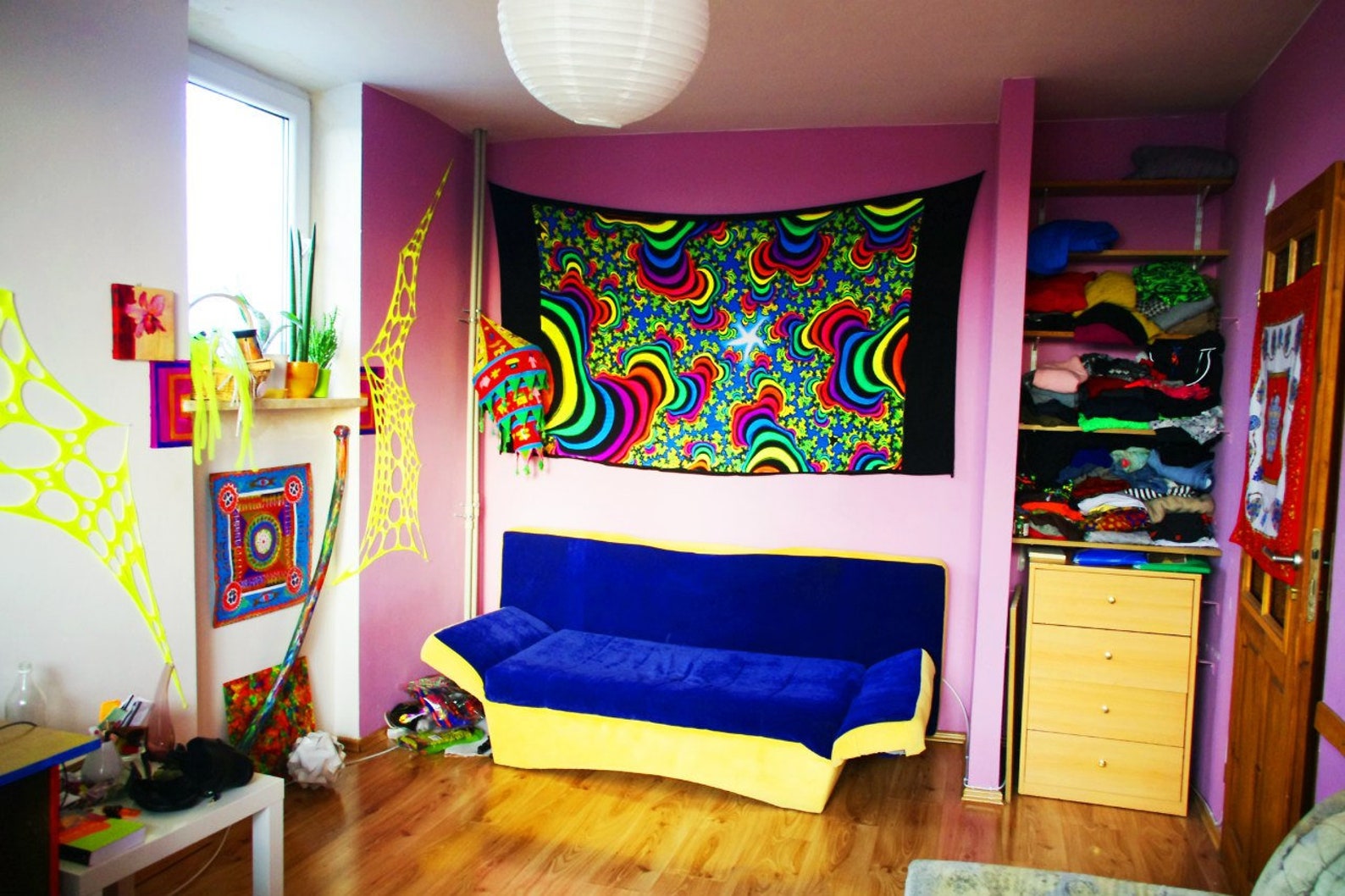 Psytrance Backdrop Spiritual Tapestry Blacklight Fractal Trippy Decor ...