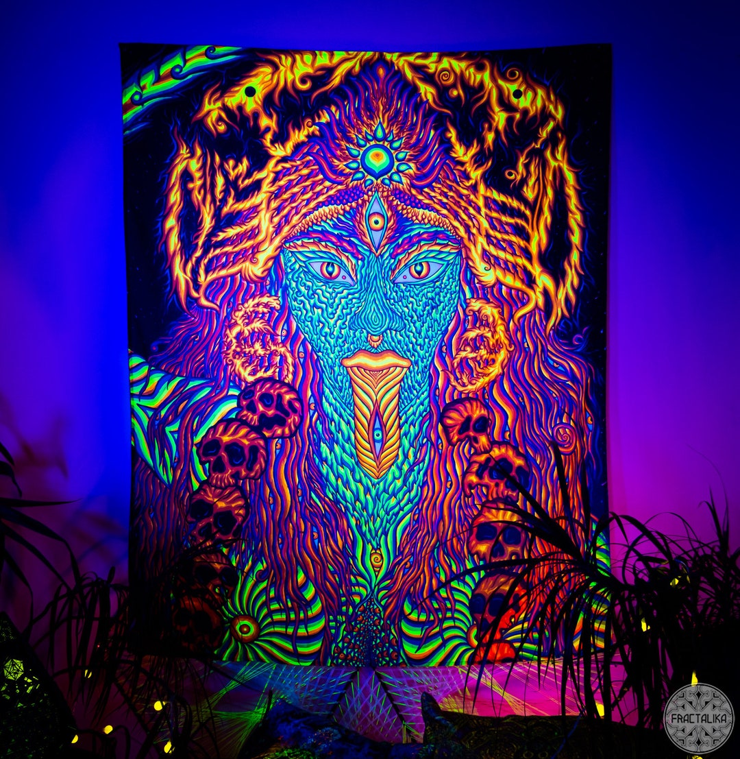 Esoteric Art Backdrop, Kali Tapestry, Spiritual Backdrop, Fractal Wall ...