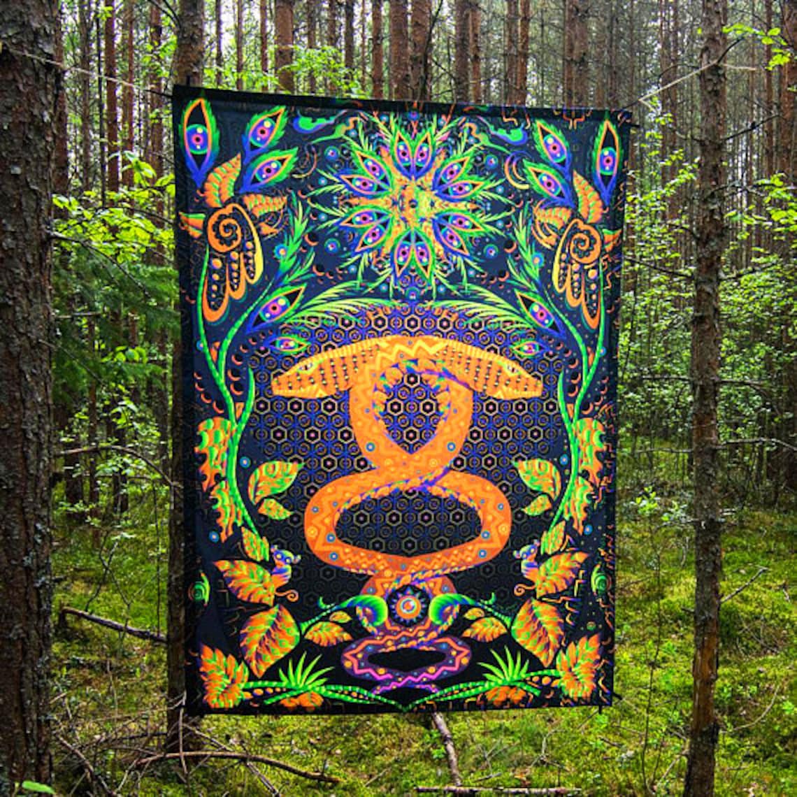 Fluorescent Psychedelic Tapestry Art Trippy Wall Art Visionary - Etsy
