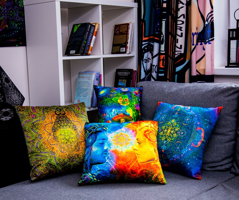 Hippie Bedding, Decorative Pillow, Hippie Cushion, UV Pillow, Mandala ...