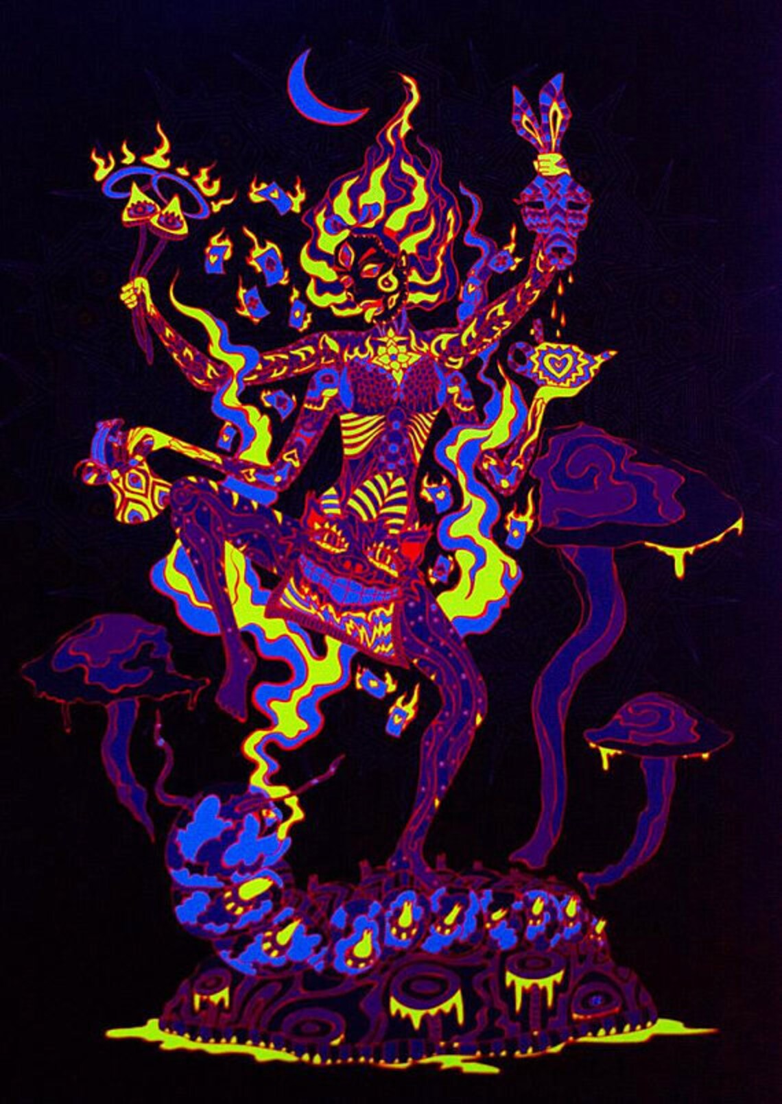 UV Backdrop Tapestry Psychedelic Art Kali Goddess Trippy Wall - Etsy