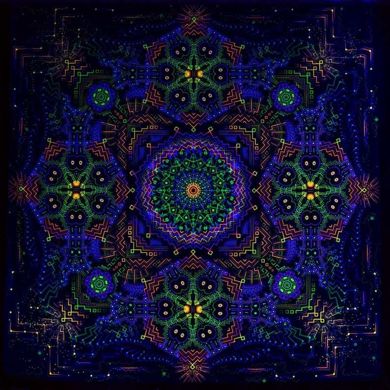 UV Reactive Wall Hanging, Fluorescent UV Art Spiritual Painting ...