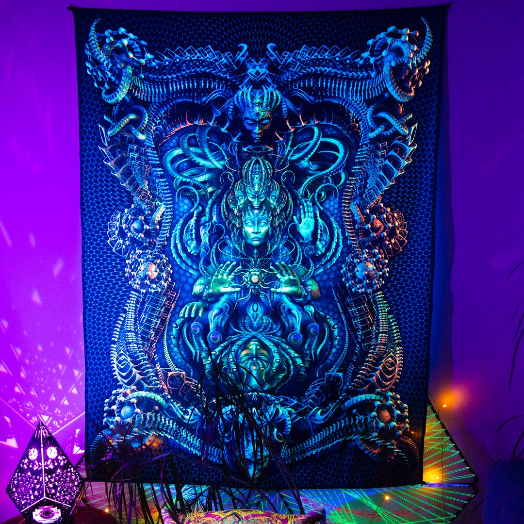 Trippy Wall Art, Surreal Painting, Blacklight Decor, Psychedelic Room ...