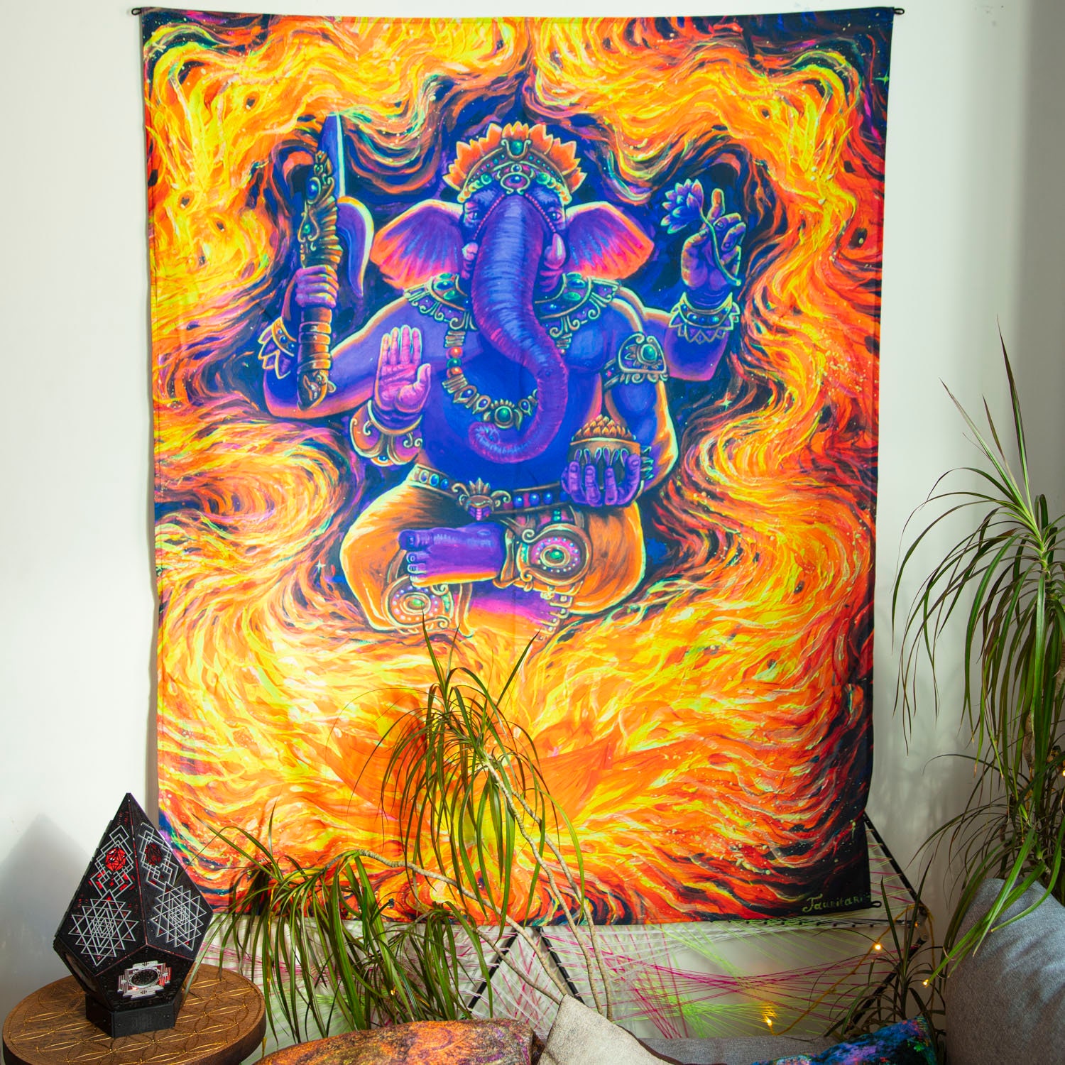 Ganesh Trippy Backdrop, Mystical Artwork, Hippie UV Gobelin, Fantasy ...